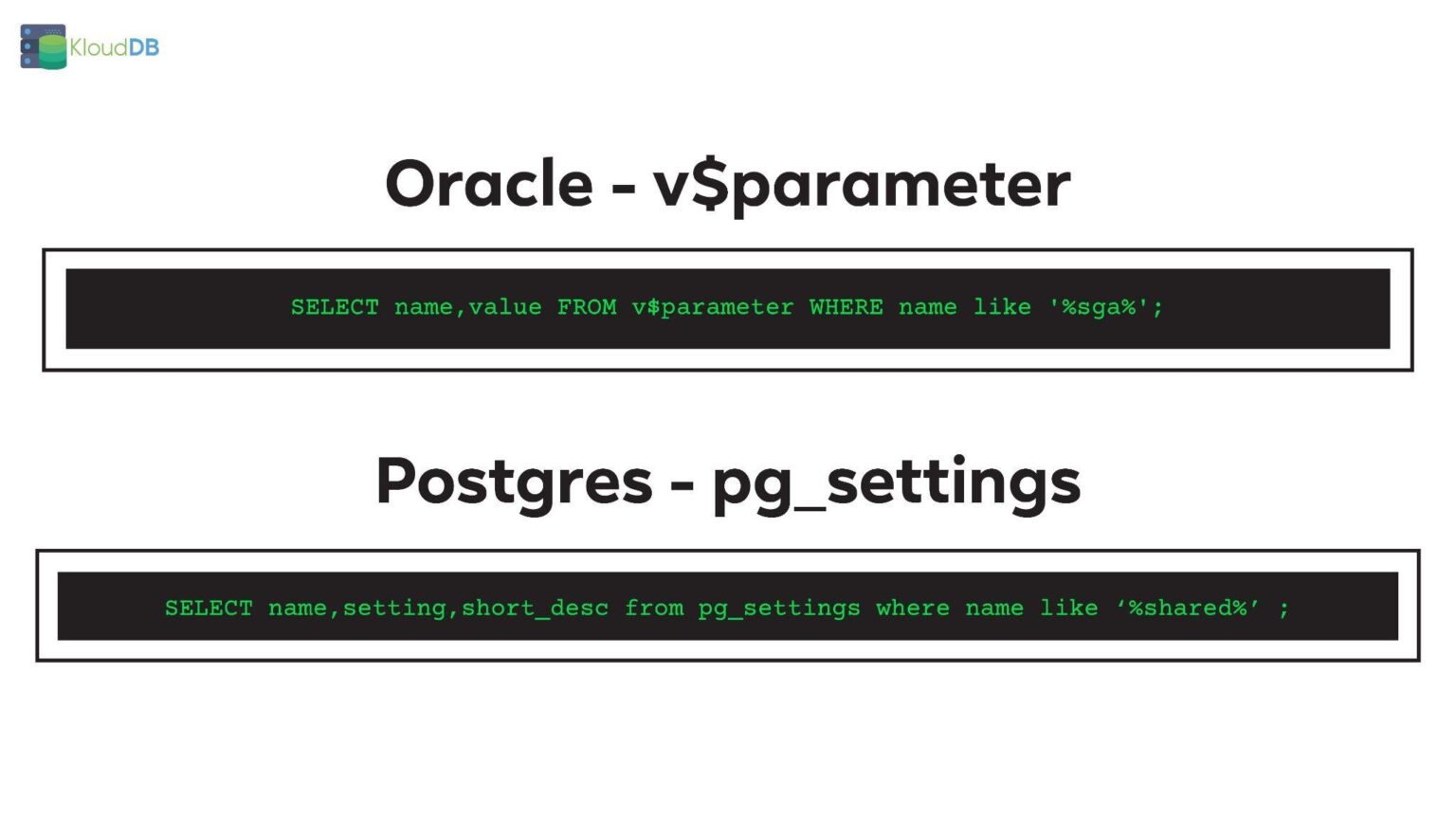 Postgres for Oracle DBAs – Parameter Changes - KloudDB